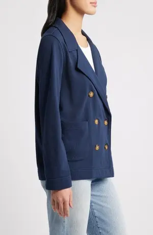 Caslon Double Breasted Knit Blazer - Navy Blazer