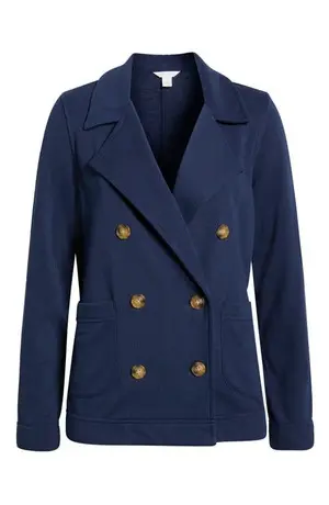 Caslon Double Breasted Knit Blazer - Navy Still