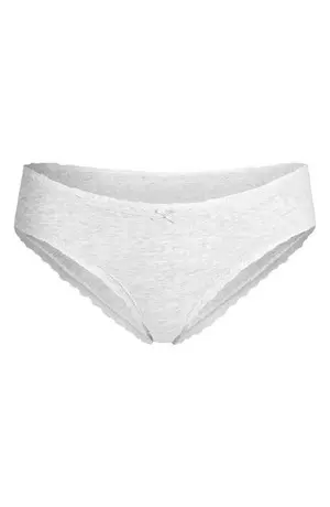 SKIMS Lightweight Cotton Lace Trim Briefs - Light Heather Grey