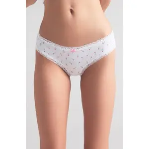 SKIMS Lightweight Cotton Lace Trim Briefs Snow Rose Print