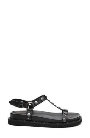 Ash Ugo Studded Ankle Strap Sandals - Black