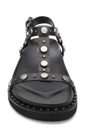 Ash Ugo Studded Ankle Strap Sandals - Black