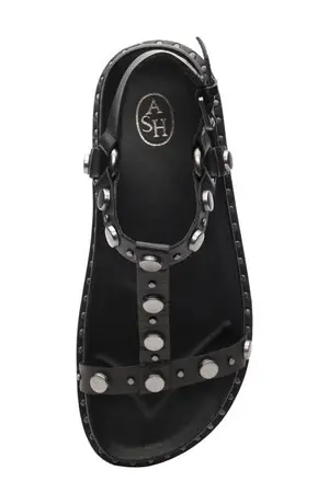 Ash Ugo Studded Ankle Strap Sandals - Black