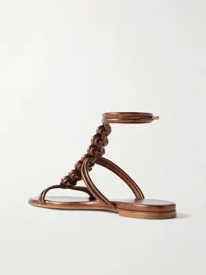 GIANVITO ROSSI Capua Braided Leather Sandals - Brown