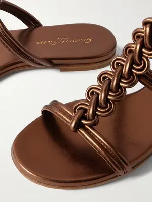 GIANVITO ROSSI Capua Braided Leather Sandals - Brown