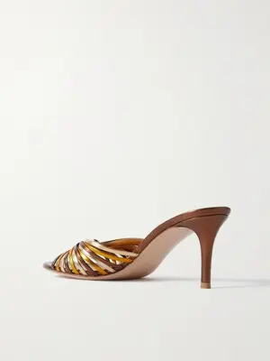 GIANVITO ROSSI Vyna Metallic Leather Mules - Brown