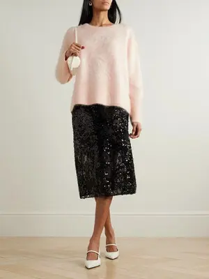 Galvan Loom Brushed Cashmere-blend Sweater - Pink