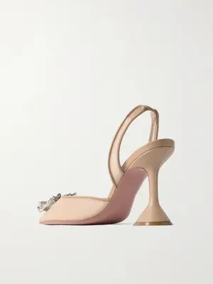 Amina Muaddi Begum Crystal-embellished Slingback Pumps - Neutrals