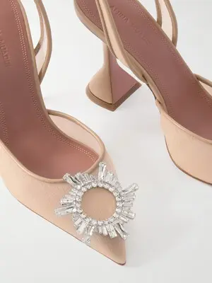 Amina Muaddi Begum Crystal-embellished Slingback Pumps - Neutrals