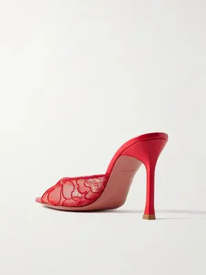 Amina Muaddi Alexa Corded Lace And Leather Pumps