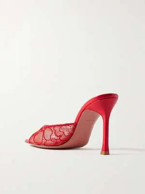 Amina Muaddi Alexa Corded Lace And Leather Pumps