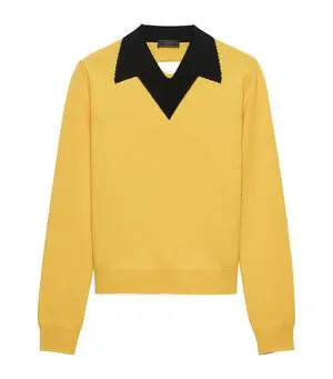 Prada Wool Long-sleeve Polo Shirt