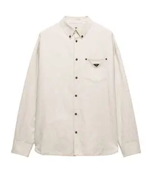 Prada Cotton-flax Oversized Chambray Shirt