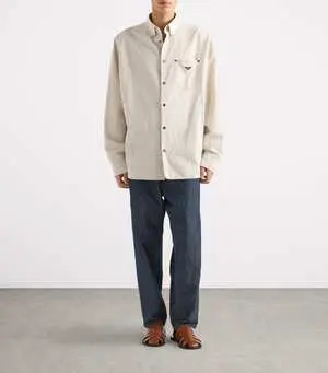 Prada Cotton-flax Oversized Chambray Shirt