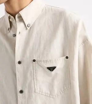 Prada Cotton-flax Oversized Chambray Shirt