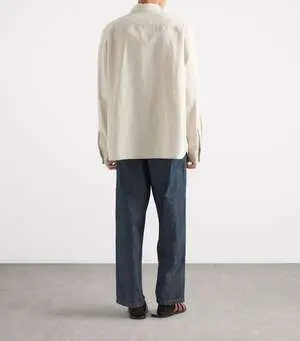 Prada Cotton-flax Oversized Chambray Shirt