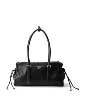 Prada Medium Leather Bonnie Shoulder Bag - Black