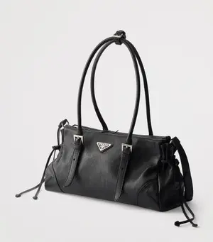 Prada Medium Leather Bonnie Shoulder Bag - Black