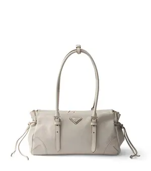 Prada Medium Leather Bonnie Shoulder Bag Neutral