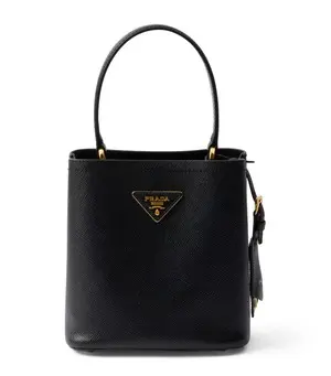 Prada Saffiano Leather Panier Top-handle Bucket Bag - Black