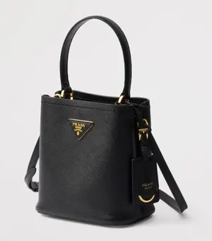 Prada Saffiano Leather Panier Top-handle Bucket Bag - Black