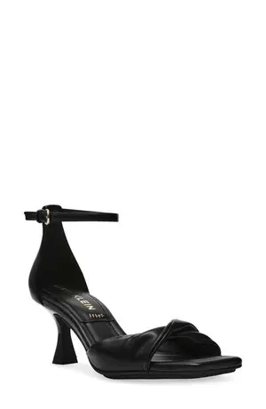 Anne Klein Jessie Ankle Strap Sandal - Black Smooth