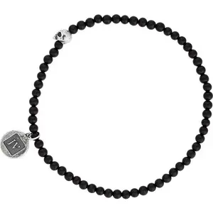John Varvatos Skull Onyx Beaded Bracelet - Black/silver