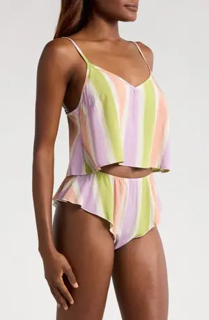 KILO BRAVA Stripe Crop Camisole & Tap Shorts Set