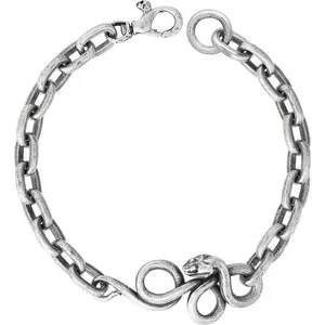 John Varvatos Sterling Black Diamond Snake Bracelet - Silver