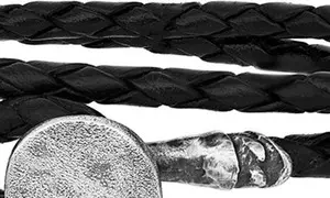 John Varvatos Sterling And Woven Leather Wrap Bracelet