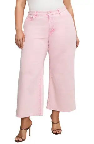 Good American Good Waist Crop Palazzo Jeans