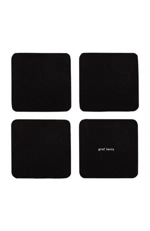 GRAF LANTZ Bierfilzl Merino Wool Square Coaster Solid 4 Pack - Black