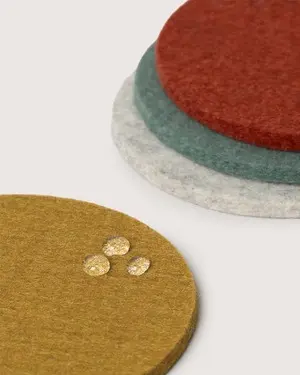 GRAF LANTZ Bierfilzl Merino Wool Square Coaster Solid 4 Pack - Hearth