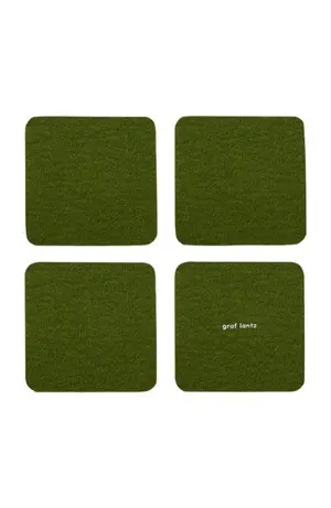 GRAF LANTZ Bierfilzl Merino Wool Square Coaster Multi 4 Pack Loden Green