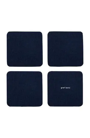 GRAF LANTZ Bierfilzl Merino Wool Square Coaster Solid 4 Pack - Marine