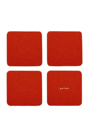GRAF LANTZ Bierfilzl Merino Wool Square Coaster Solid 4 Pack Orange