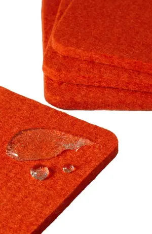 GRAF LANTZ Bierfilzl Merino Wool Square Coaster Multi 4 Pack - Orange