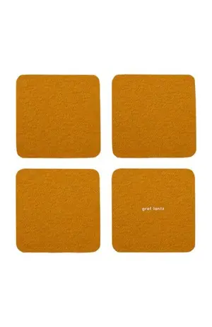 GRAF LANTZ Bierfilzl Merino Wool Square Coaster Multi 4 Pack Turmeric