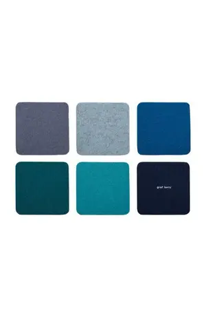 GRAF LANTZ Bierfilzl Merino Wool Square Coaster Multi 6 Pack - Ocean