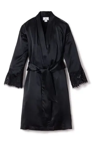 PETITE PLUME Silk Lace Robe - Black