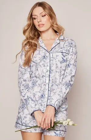 PETITE PLUME Timeless Toile Short Pajamas - White