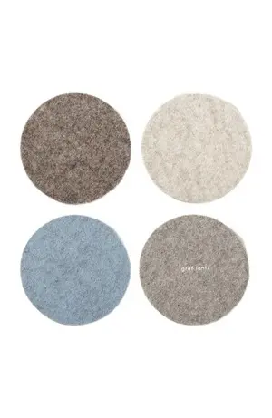 GRAF LANTZ Bierfilzl Merino Wool Round Coaster Solid 4 Pack - Cobblestone