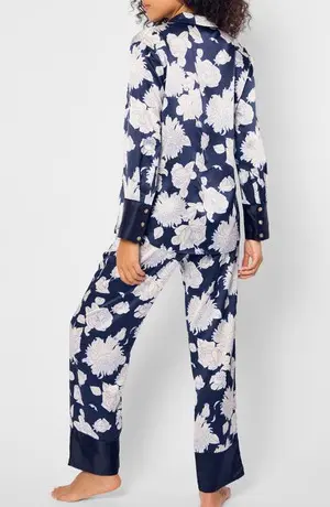 PETITE PLUME Midnight Blooms Silk Pajamas