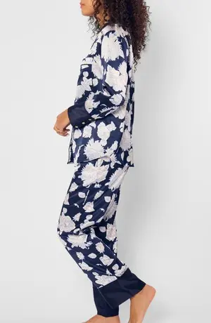 PETITE PLUME Midnight Blooms Silk Pajamas