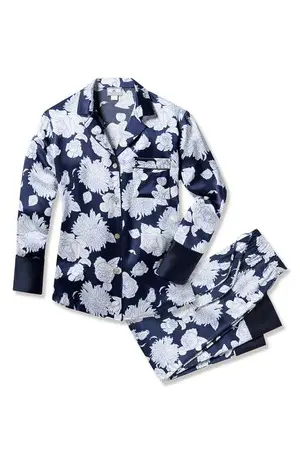 PETITE PLUME Midnight Blooms Silk Pajamas