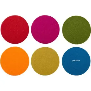 GRAF LANTZ Bierfilzl Merino Wool Round Coaster Multi 6 Pack - Rainbow