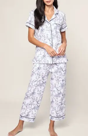 PETITE PLUME Timel Print Pima Cotton Pajamas - White