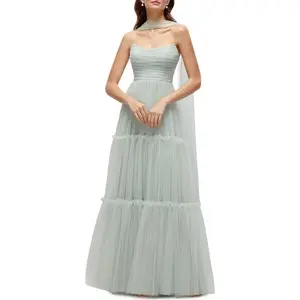 Dessy Collection Strapless Tiered Tulle Gown - Willow