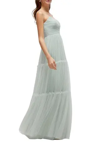 Dessy Collection Strapless Tiered Tulle Gown - Willow
