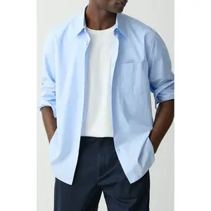 Theory Weekend Solid Cotton Button-up Shirt Clear Sky